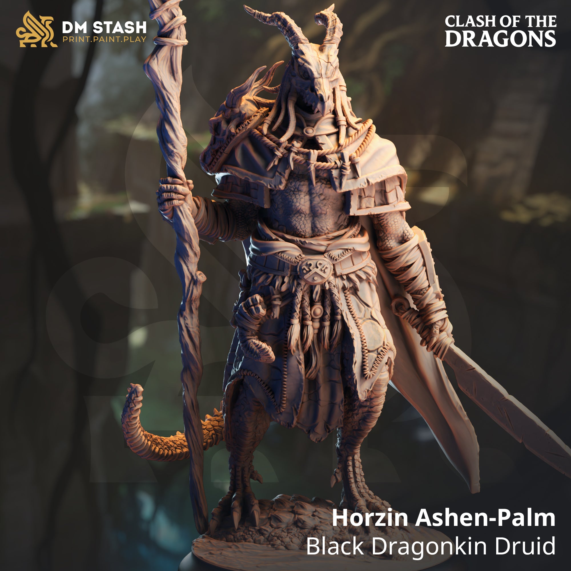 DM Stash - Horzin Ashen Palm, Black Dragonborn Druid - Clash of Dragon – WIzard's Workshop