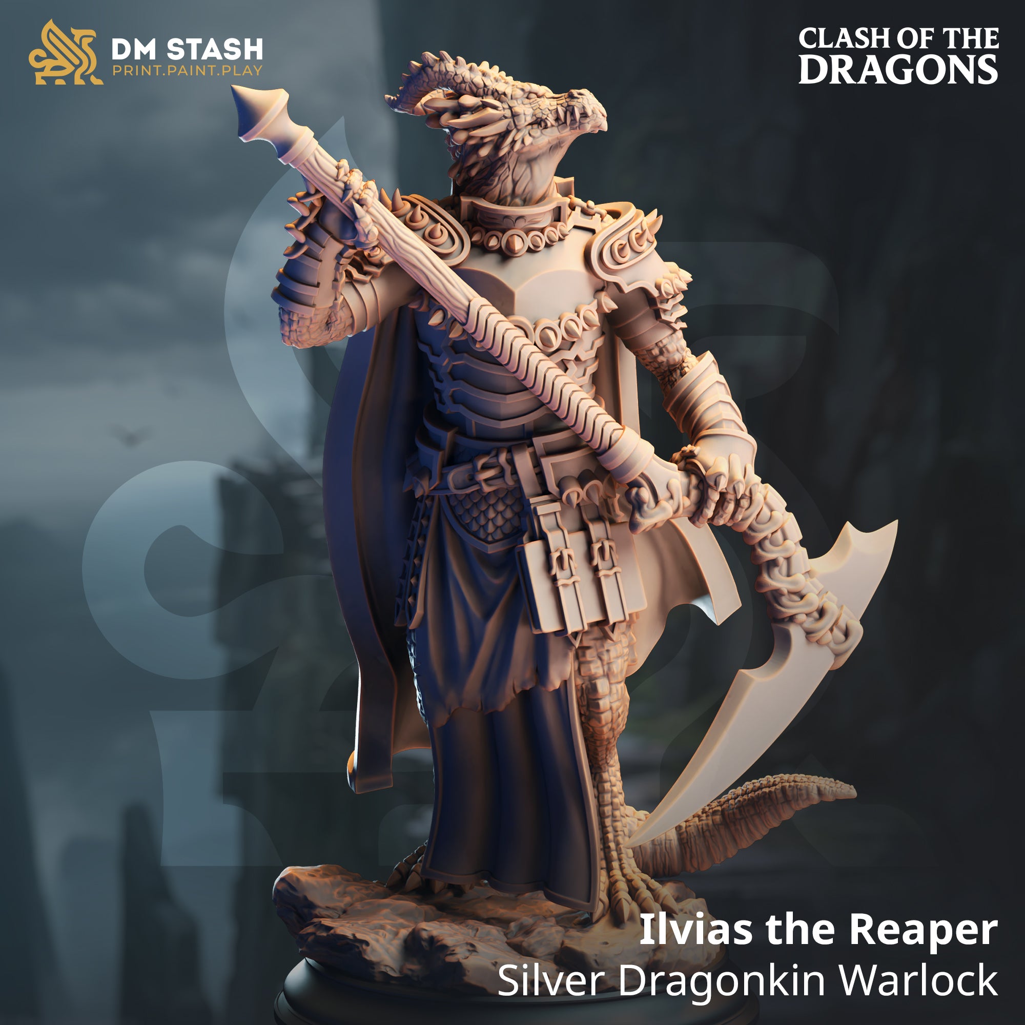DM Stash - Ilvias the Reaper - Silver Dragonborn Warlock - Clash of Dr – WIzard's Workshop