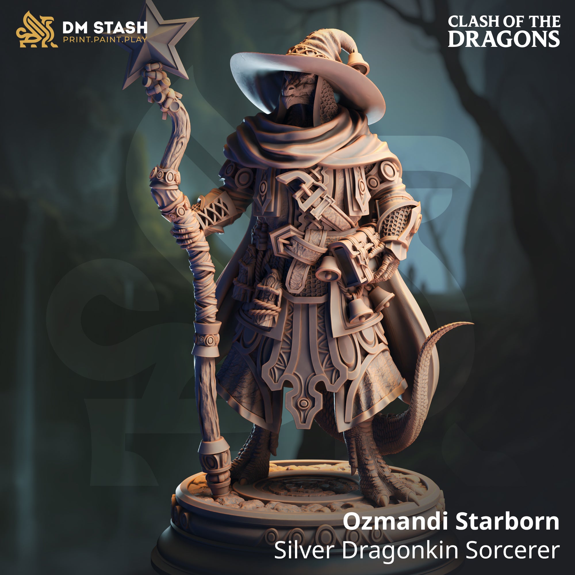 DM Stash - Ozmandi Starborn, Silver Dragonborn Sorcerer - Clash of Dra – WIzard's Workshop